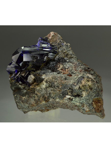 Azurite with Bayldonite-Olivenite & Dolomite-Calcite on massive ...